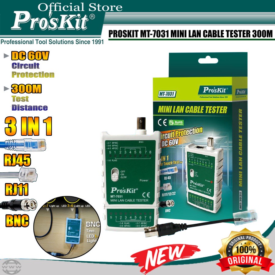 Jual Proskit MT-7031 Kabel LAN Tester Mini Network Wire Tracker RJ45 ...