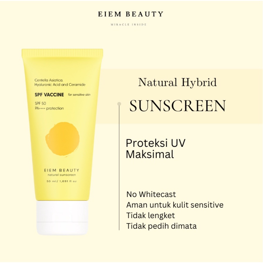 Jual EIEM Beauty Natural Hybrid Sunscreen SPF 50 PA++++ 50 ml | Shopee ...
