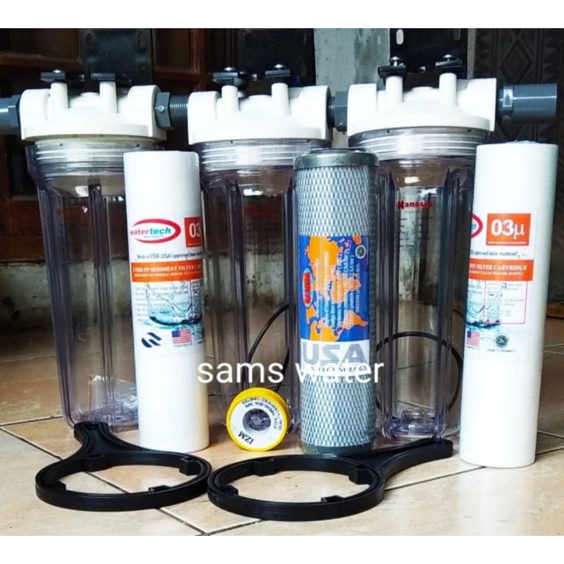 Jual Paket Filter Air Sumur / PDAM 3 Tabung Nanotec 10 inch Lengkap Isi ...