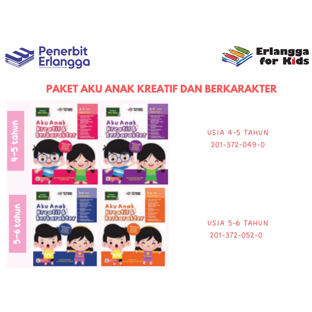 Jual [Erlangga Official] Buku Paket Aku Anak Kreatif dan Berkarakter Usia 4-5 dan 5-6 Tahun ...