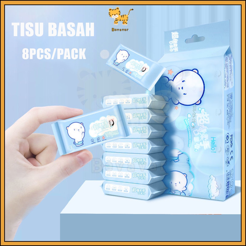 Jual ID Bevavar COD COD8pcs/pack tisu basah mini/tisu basah bayi ...