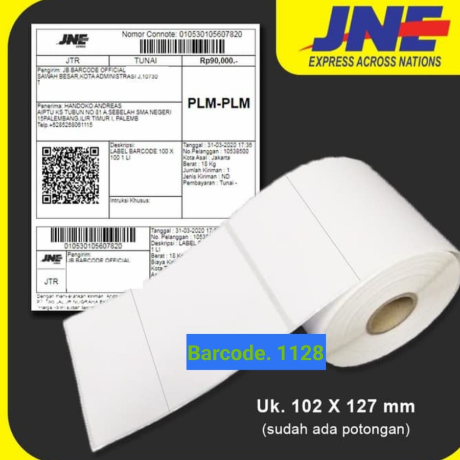 Jual LABEL THERMAL 102x127MM-500 PCS-Resi (JNE, Wahana,POS Indonesia ...