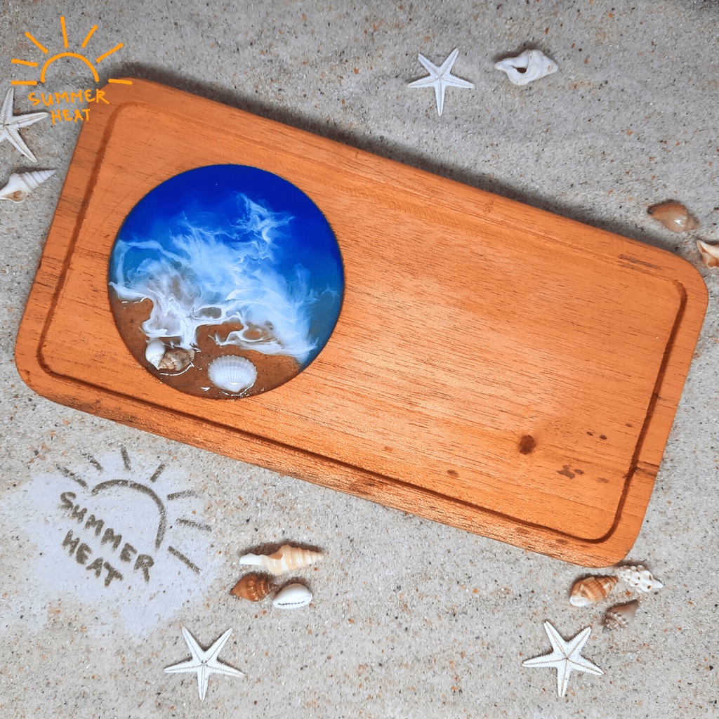 Jual Rectangular Ocean / Beach Wooden Coaster with Epoxy Resin with ...