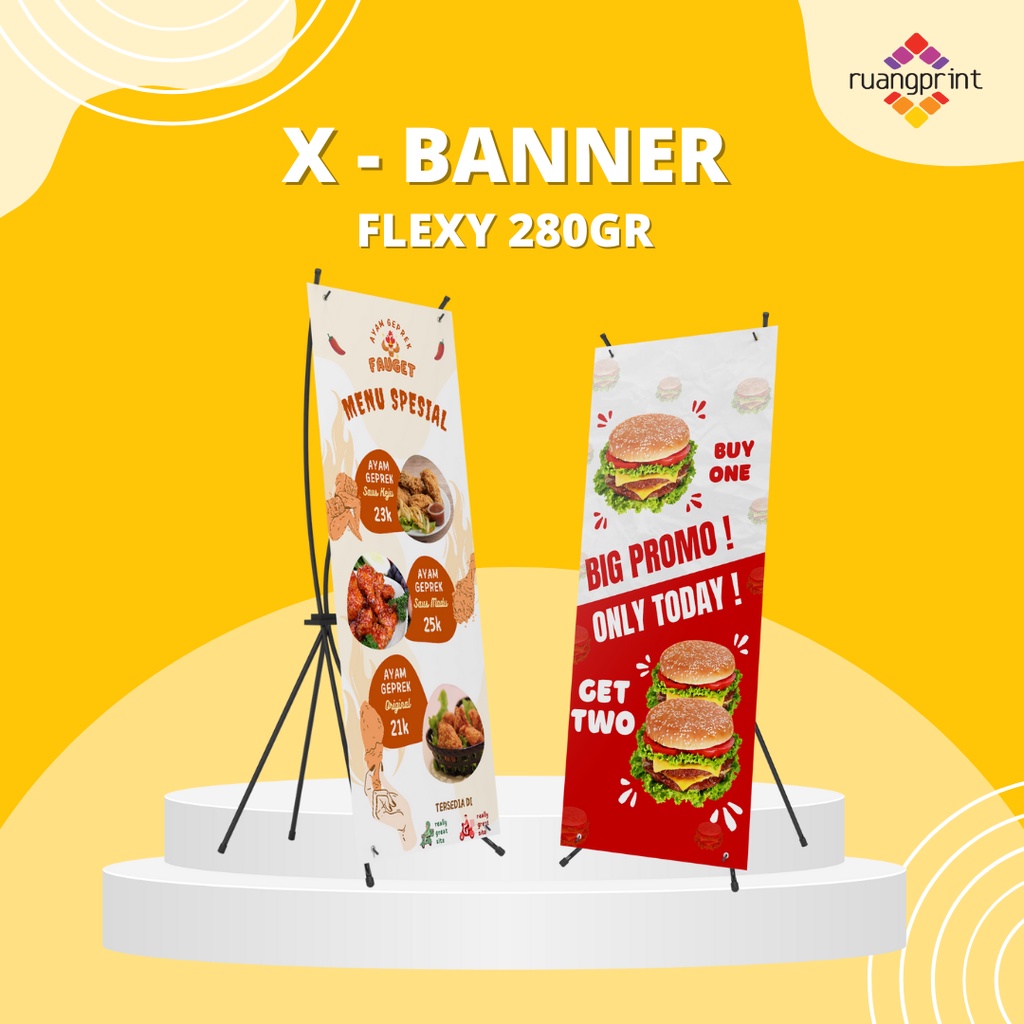 Jual cetak x banner 60 x 160 / x banner bahan flexy 280gr / cetak x ...