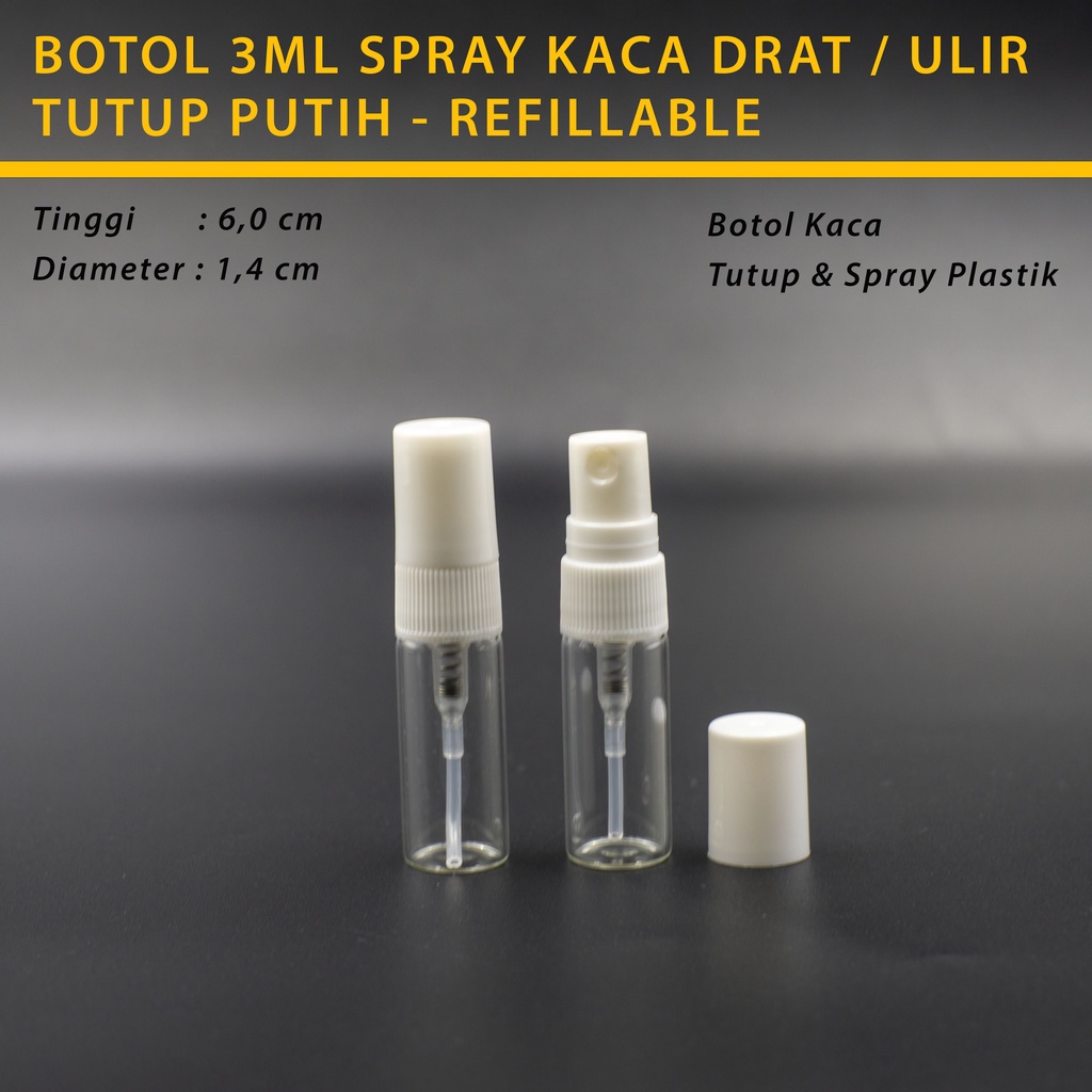Jual Botol Spray Kaca 3ml Refill Parfum Vial Travel Size Decant TUTUP ...