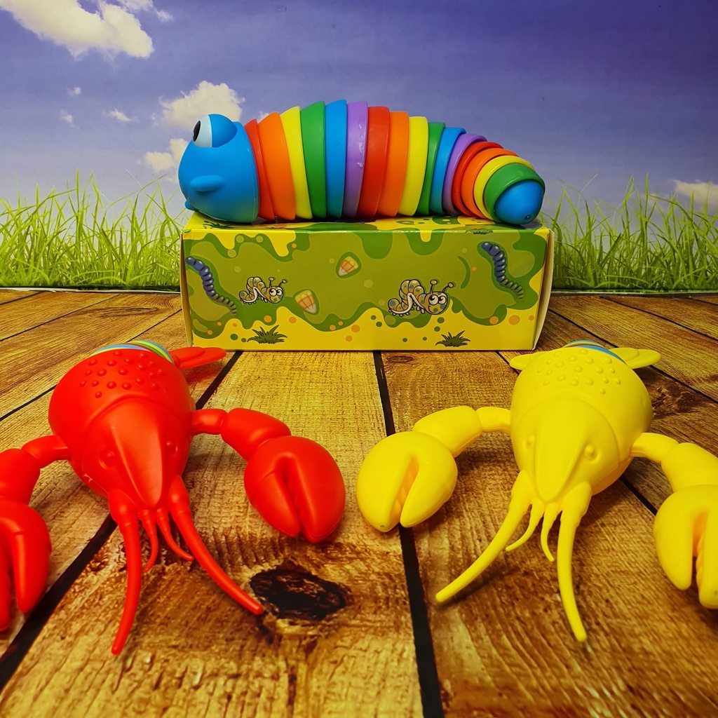 Jual Finger Slug 3D Mainan Fidget Ulat dan Lobster by Kadokado.idn ...