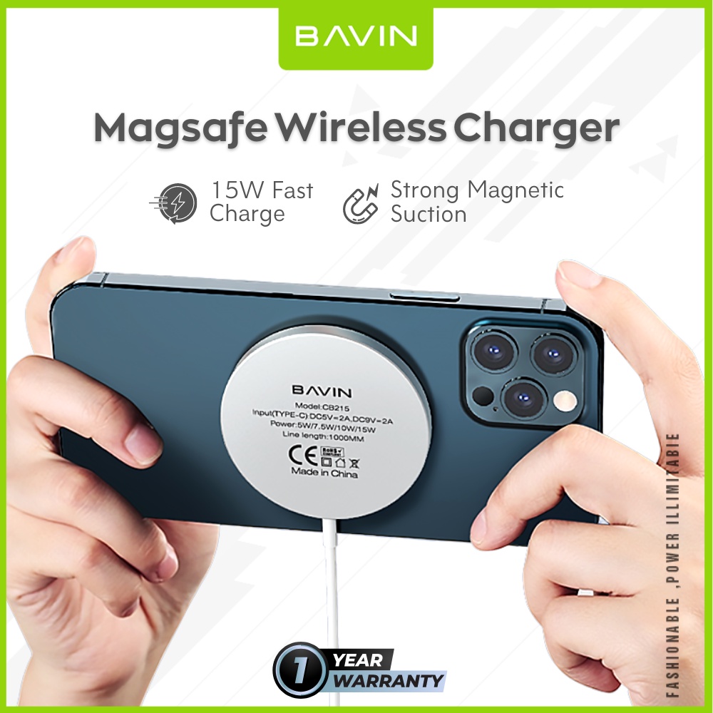 Jual Wireless MagSafe Charger Kabel 15W iPhone Fast Charging Magnetic Qi BAVIN | Shopee Indonesia