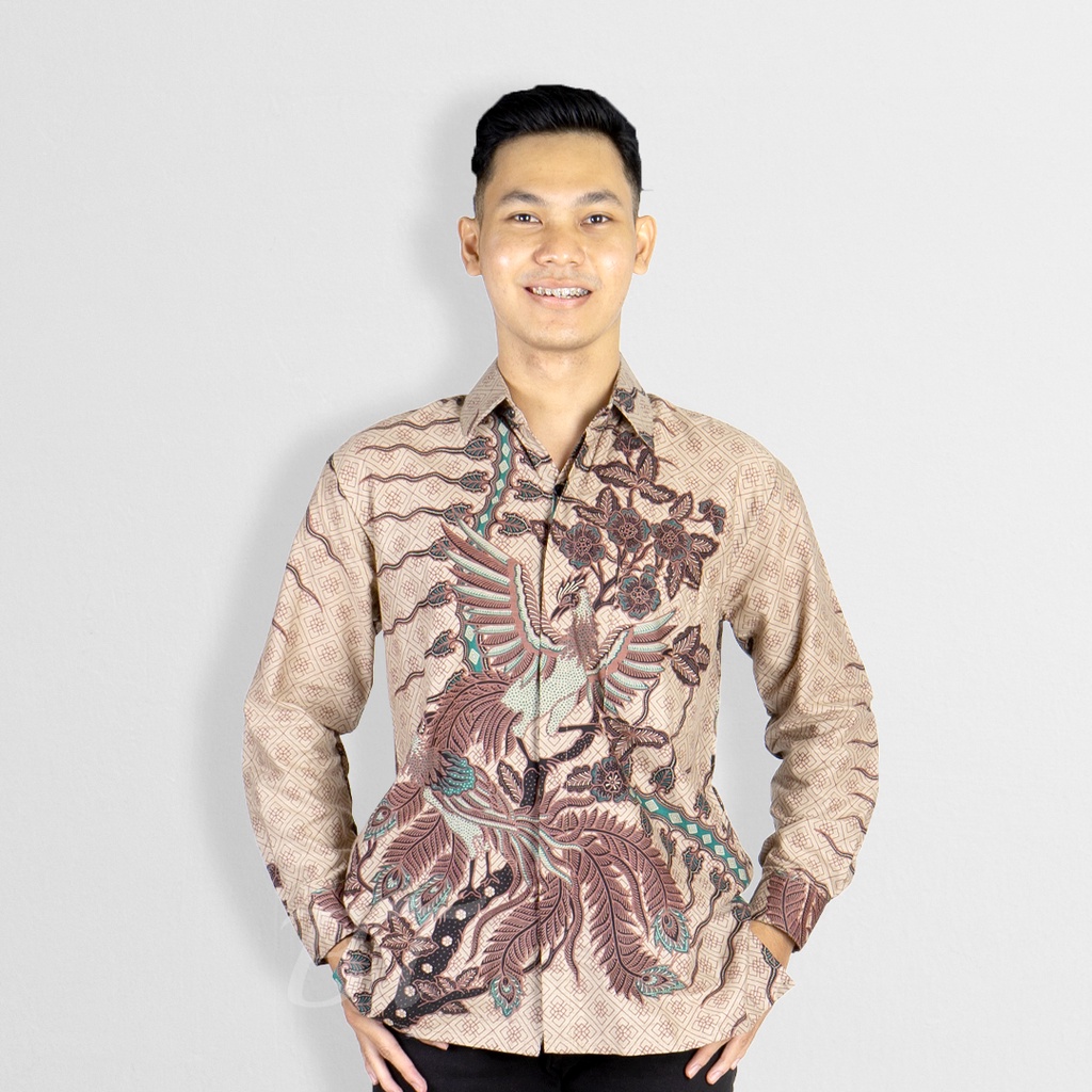 Jual BATIK TRUSMI Kemeja Kerja Batik Pria Lengan Panjang Sora Coklat Cocok Untuk Kerja dan ...