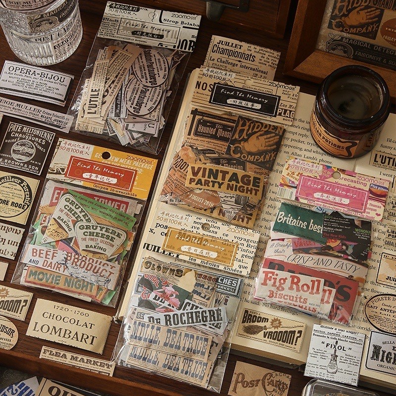 Jual 100 Lembar Sticker Scrapbook Banner Retro Aesthetic Vintage Washi ...