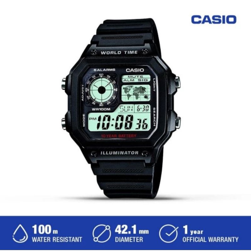 Jual Jam Tangan Pria Casio AE-1200WH-1AVDF / AE-1200WH-1A Original | Shopee Indonesia
