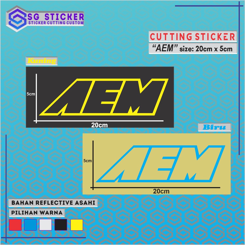 Jual Stiker AEM Mobil Sticker Cuting Desain AEM bisa Custom | 20cm x ...