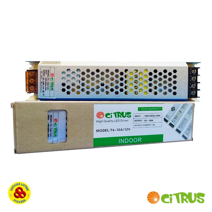 Jual Citrus LED Driver 10A 12V Indoor Slim Power Supply 10 Amp 12 Volt ...