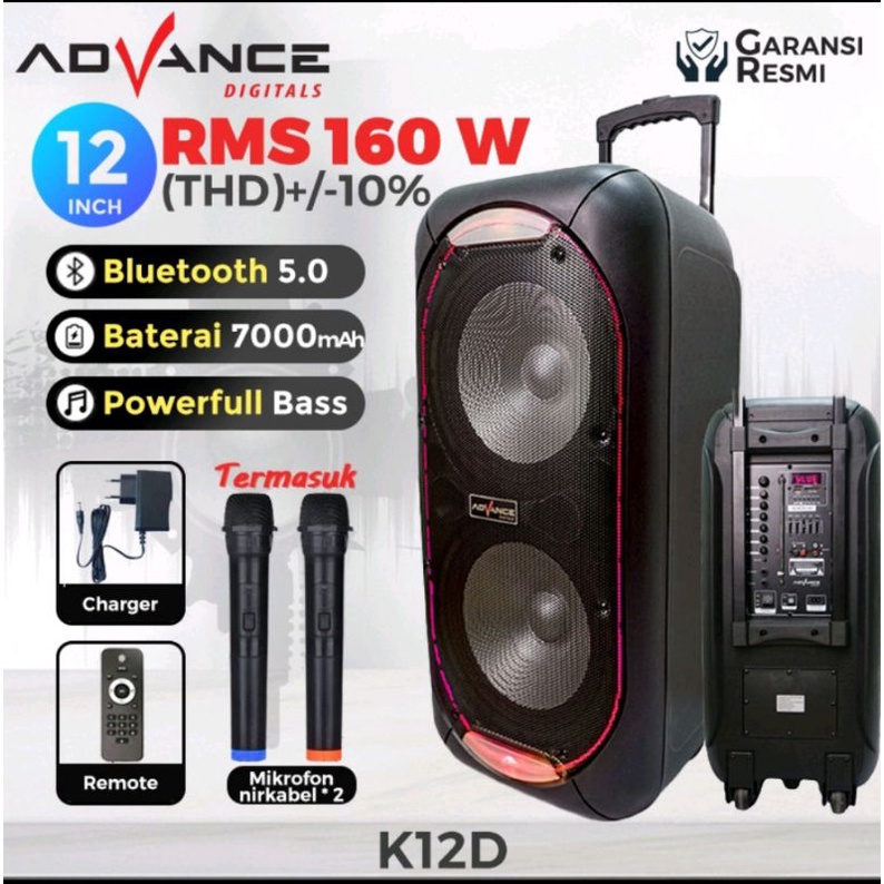 Jual Speaker meeting advance k12D Xbass + equalizer (mic free wireless 2 pcs) | Shopee Indonesia