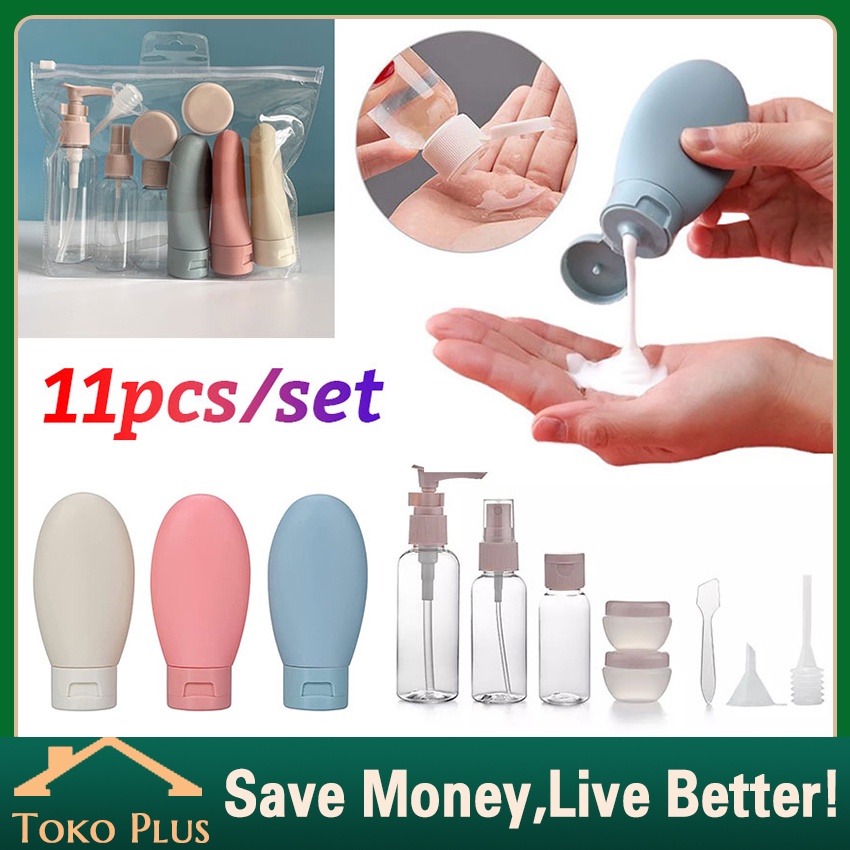 Jual 11Pcs/Set Botol Kosong Mini Portable Travel Bahan Silikon Botol Sabun Shampoo Mandi ...