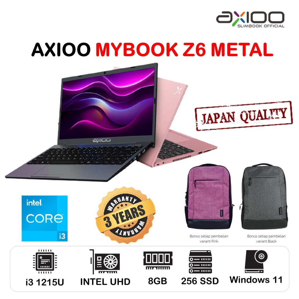 Jual LAPTOP AXIOO MYBOOK Z6 METAL i3 1215U 8GB 256SSD W11 14FHD Resmi | Shopee Indonesia