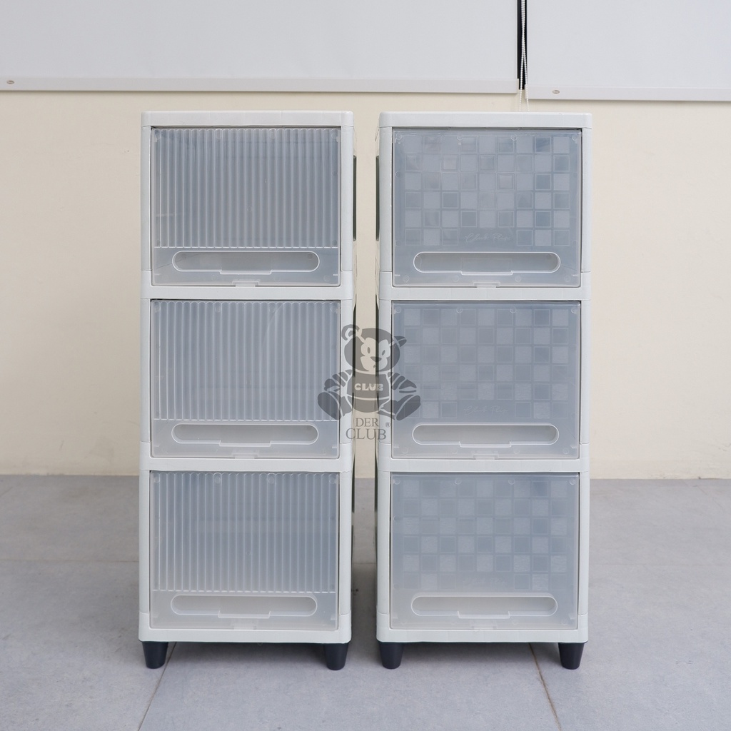 Jual Rak Plastik Bening Susun 3 / Club Flip Putih Transparan/ Lemari ...
