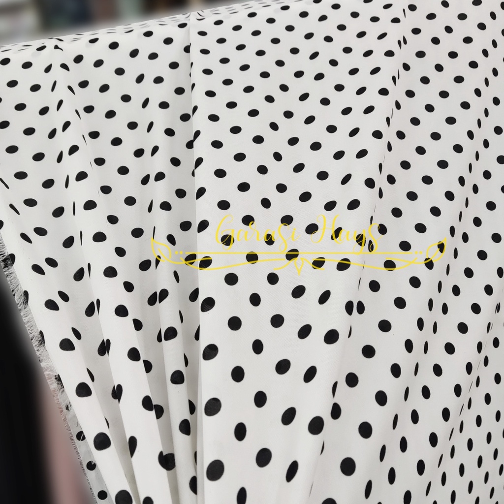 Jual Kain Georgette Japan Polkadot Black White Hitam Putih Lebar 150 cm ...