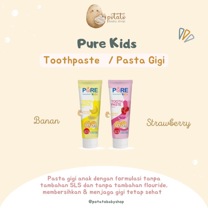 Jual Pure Kids Tooth Paste Strawberry, Banana & Orange - Pasta Gigi ...