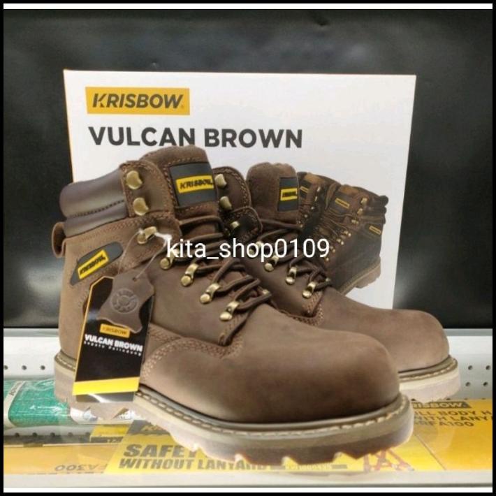 Jual TERBARU KRISBOW SEPATU SAFETY VULCAN 6 INCH BROWN & BLACK SAFETY ...