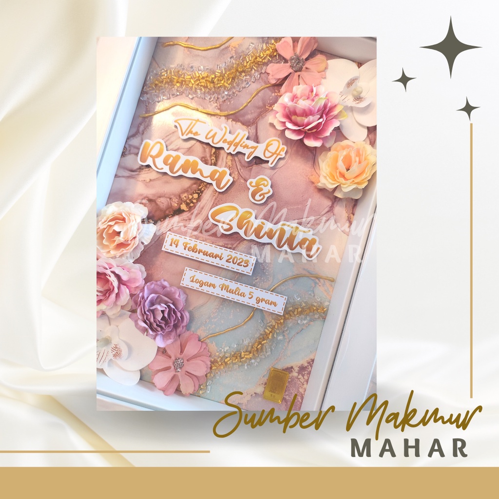 Jual Bingkai Mahar Pernikahan Anggrek Resin Rustic uk 20x30 A010 ...