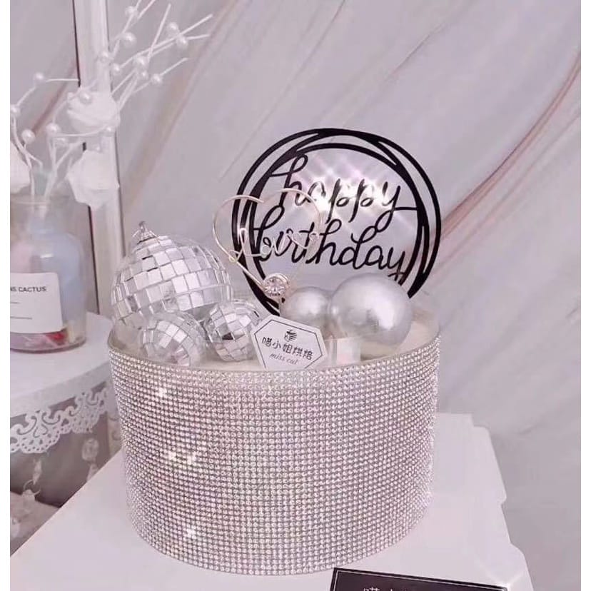 Jual Topper Happy Birthday HITAM bulat dan kotak / Topper Cake PER PCS ...