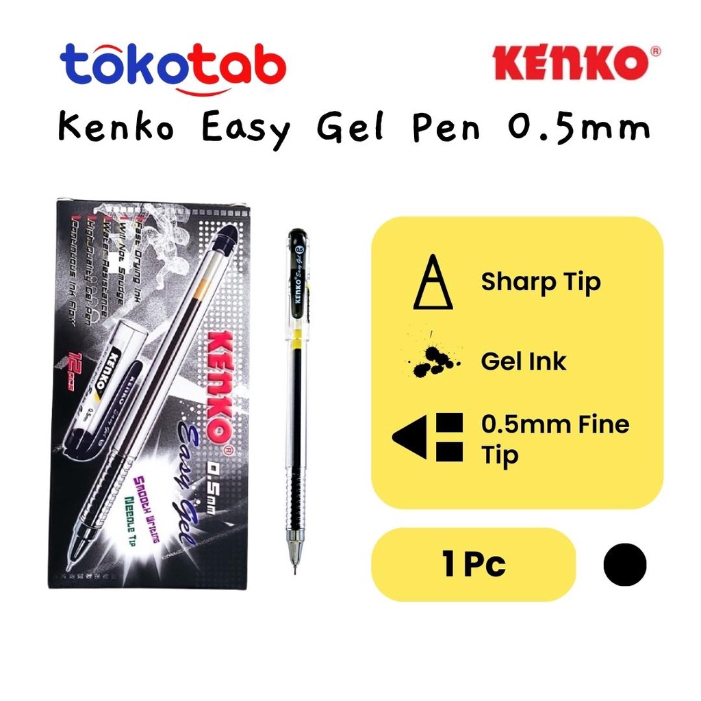 Jual Tokotab - Pulpen Kenko Gel Pen Easy Gel 0.5mm Hitam | Shopee Indonesia