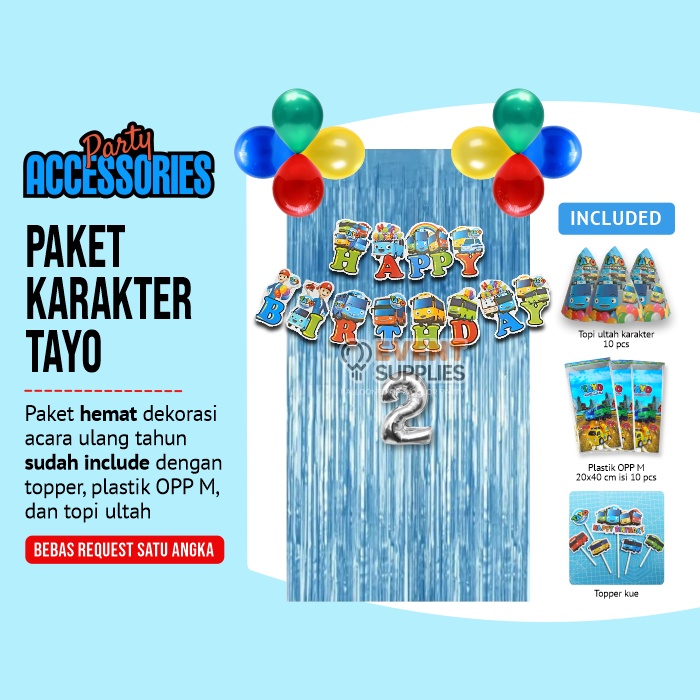 Jual Paket Lengkap Dekorasi Hello Kitty Little Pony Tayo Cars Doraemon ...