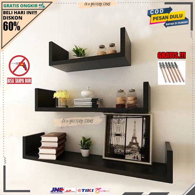 Jual Rak Papan Ambalan Hambalan Melayang (Bentuk U) Lebar 20CmTempat ...