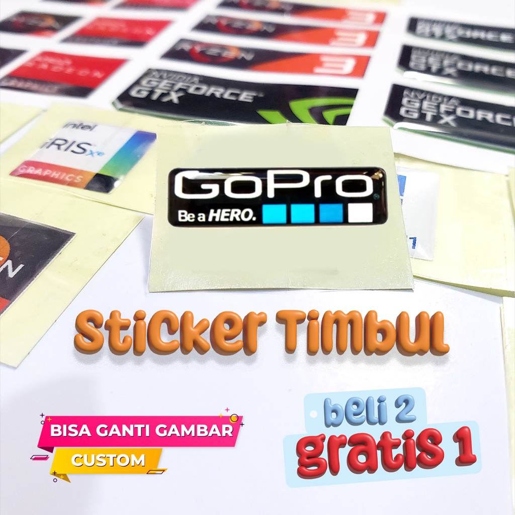 Jual Sticker cutting timbul emblem gopro vinyl bisa custom | Shopee ...