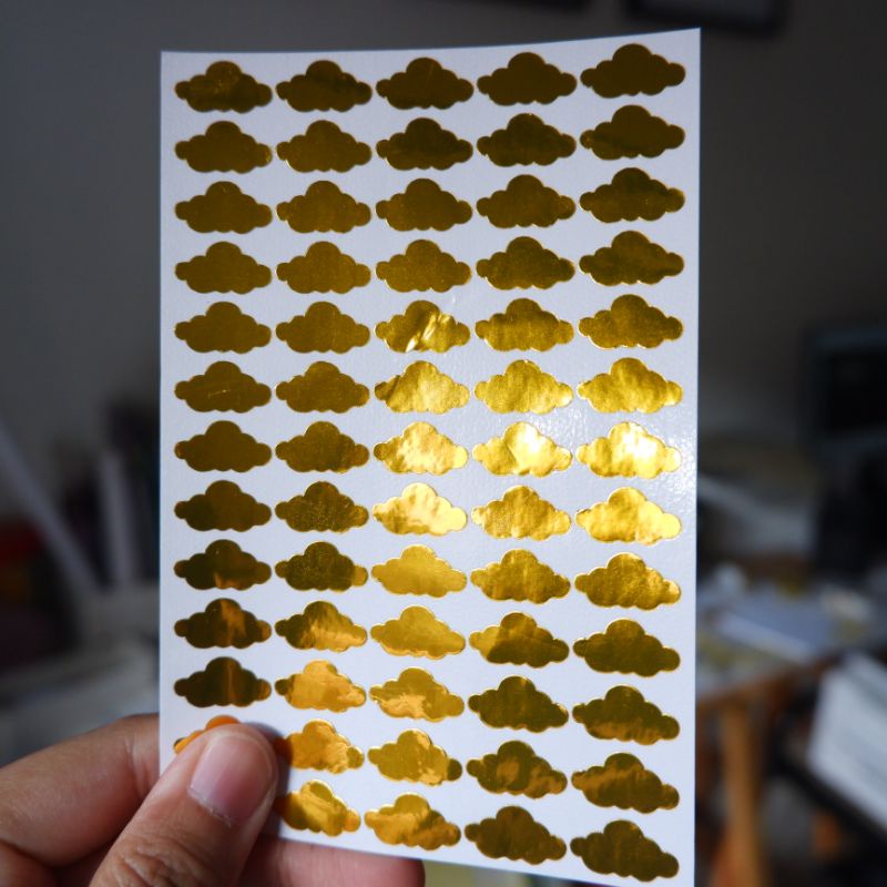 Jual sticker awan cloud gold emas jurnal planner scotlet emas gold ...