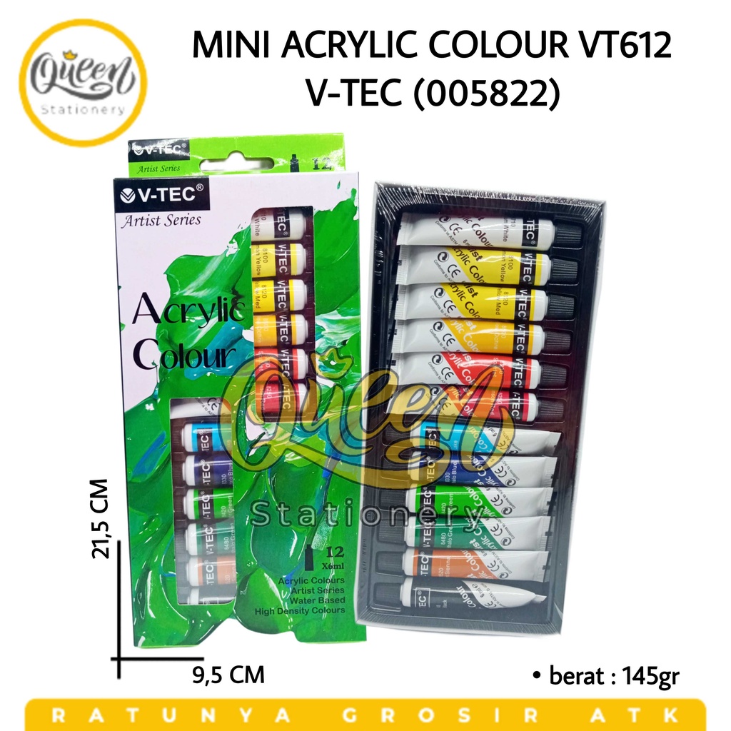 Jual 1 SET MINI ACRYLIC COLOUR VT612 V-TEC (005822) / CAT ACRYLIC / ALAT LUKIS / CAT LUKIS / CAT ...
