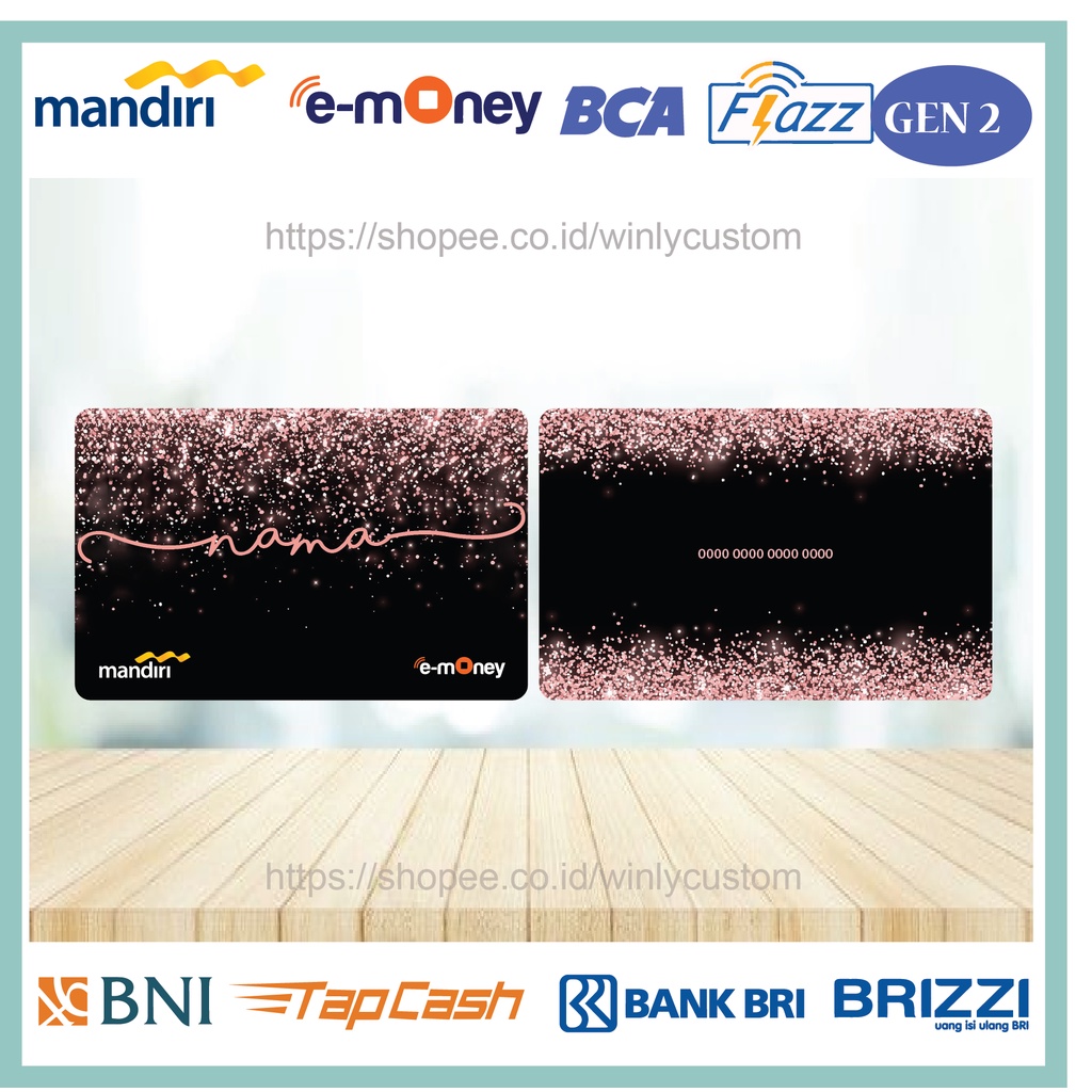 Jual KARTU EMONEY E TOLL CUSTOM DESIGN GLITTER PINK CUTE NAMA BEBAS ...