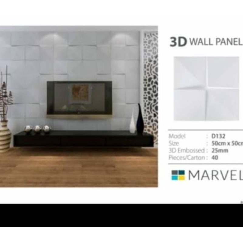 Jual Wall Panel Wallpaper Dinding 3D Premium Timbul Putih PVC Grosir ...