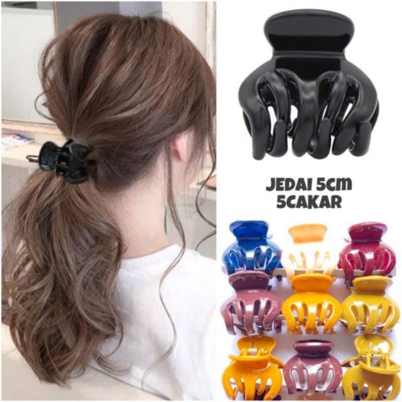 Jual Jedai Jepitan Rambut Cakar 5 Warna Warni - Jepit Rambut Tebal ...