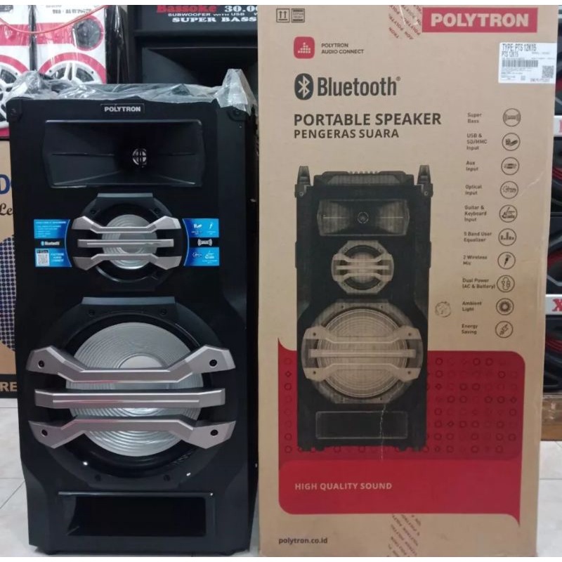 Jual POLYTRON Speaker Portable PTS-12K15 Bluetooth Free 2 Mic Wireless ...