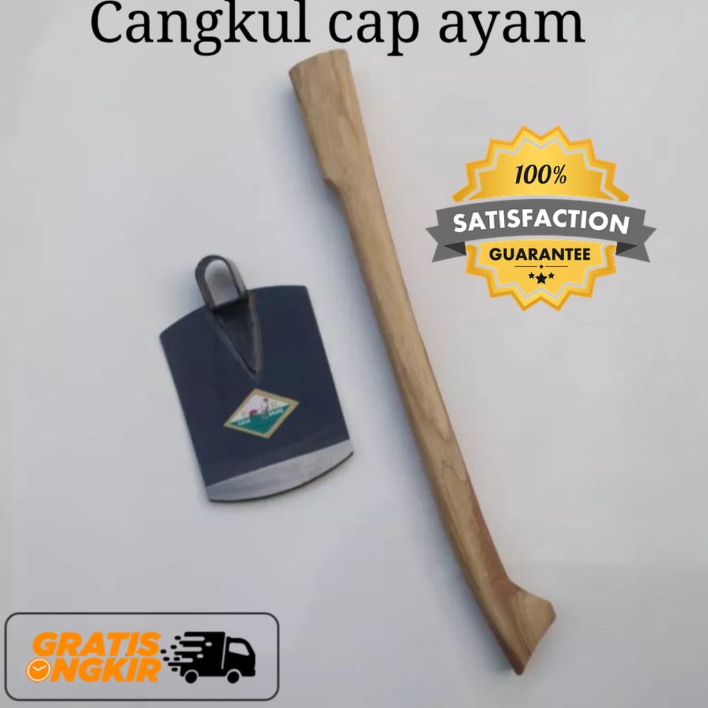 Jual 1 set - Cangkul ayam jago dan doran/gagang cangkul kayu jati asli ...