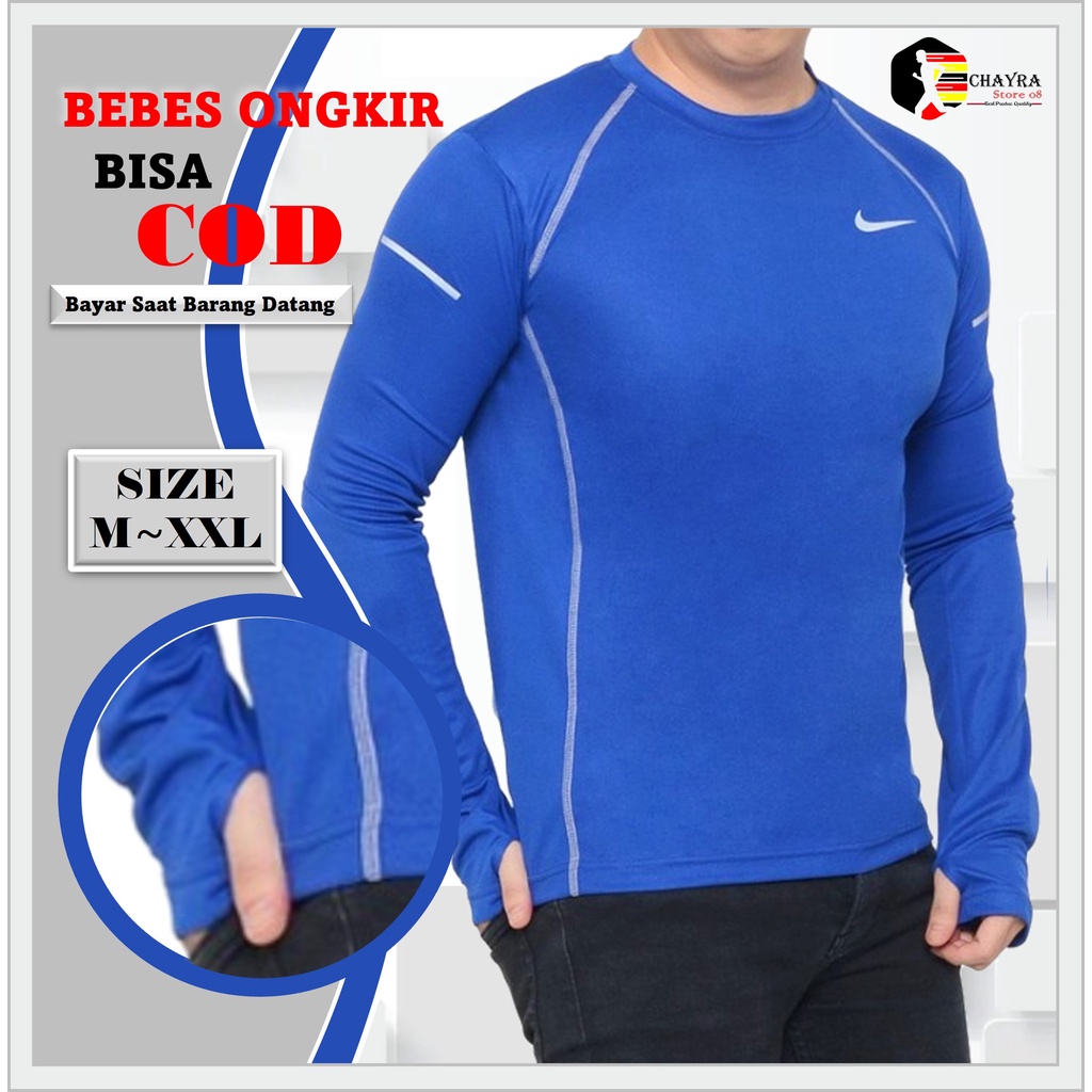 Jual Baju Joging Pria Running Dry Fit Golf Thumbhole Gowes Gym Fitnes Shirt Olahraga Futsal Voli ...