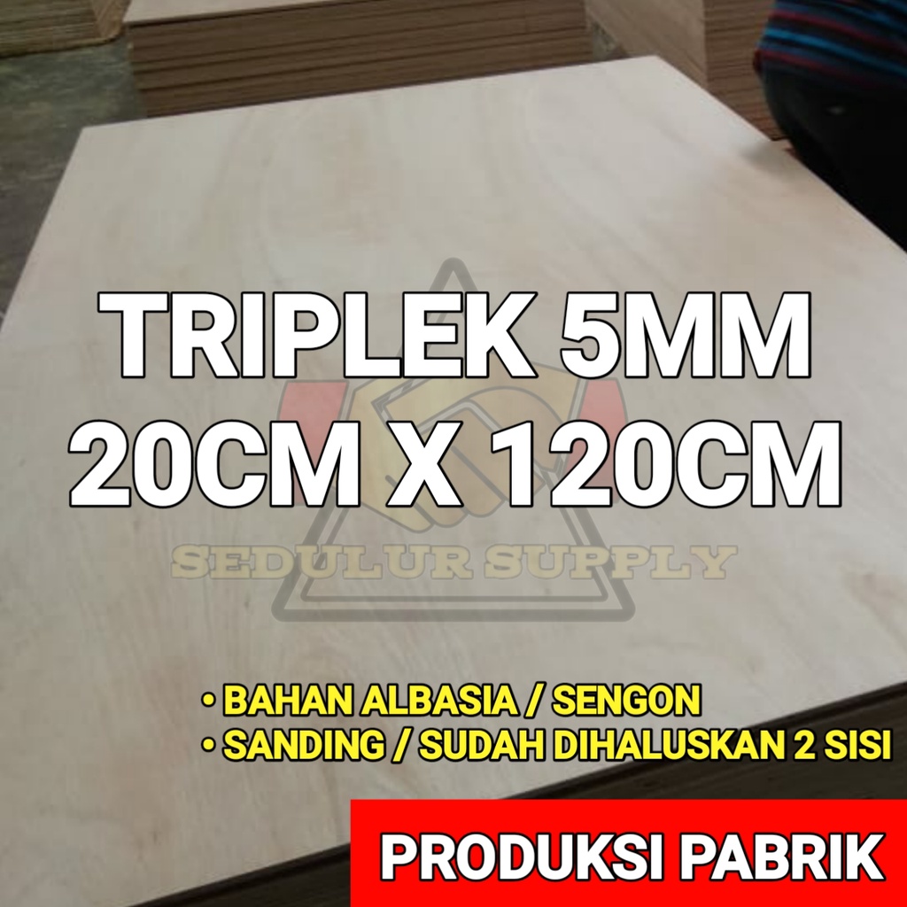 Jual PAPAN KAYU TRIPLEK / MULTIPLEK 5MM ALBASIA UTY UKURAN 20 x 120 cm ...