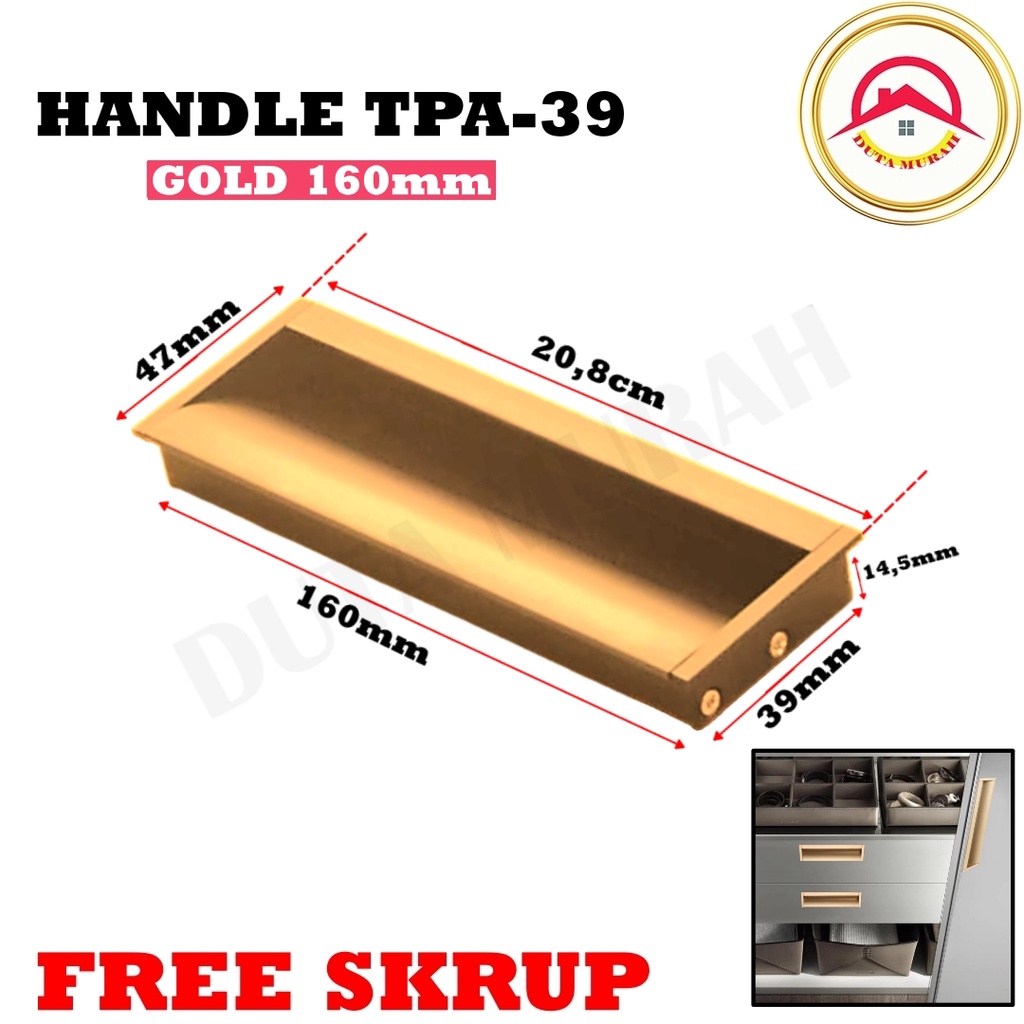 Jual TARIKAN LACI TANAM / HANDLE LACI TANAM TPA 39 BLACK DAN GOLD HUBEN ...
