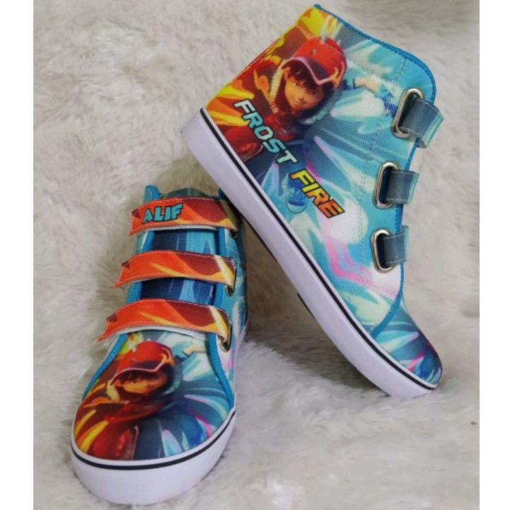 Jual Sepatu anak lucu motif boboiboy biru, bisa cetak nama & foto ...