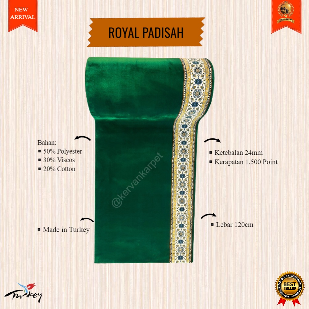 Jual Karpet/Sajadah Masjid Turki Royal Padisah Super Tebal Per Roll 30 ...