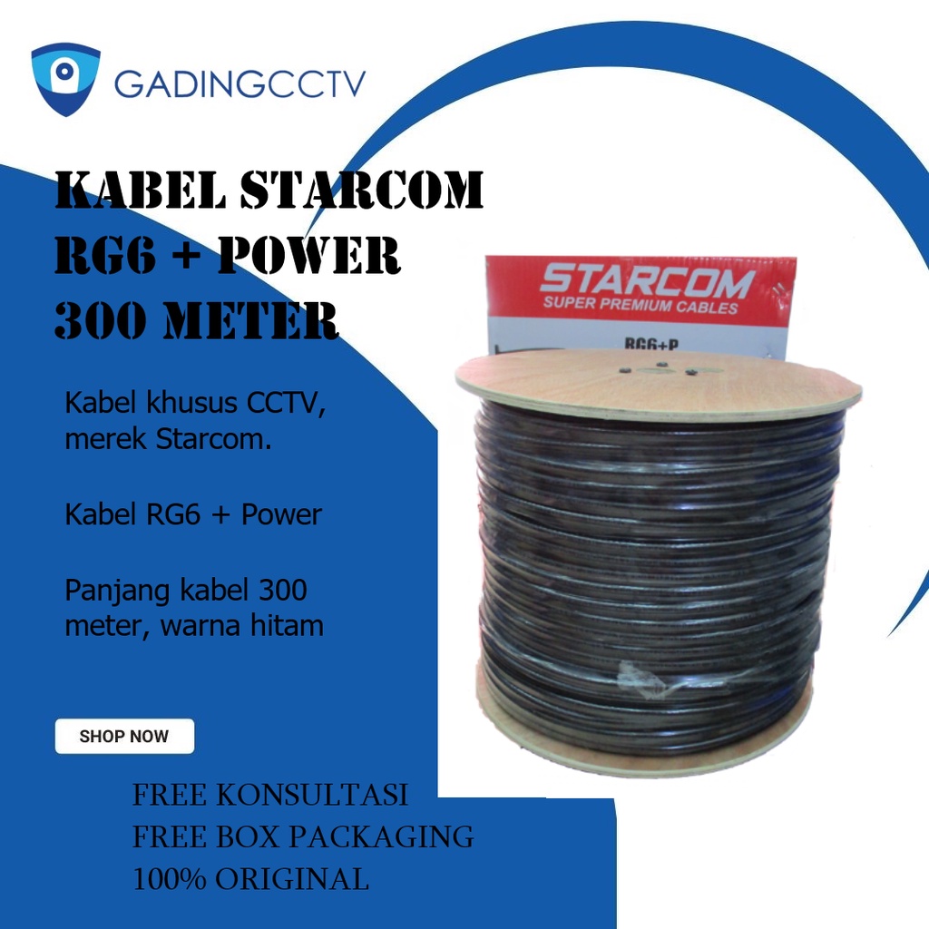 Jual Kabel CCTV Starcom RG6+Power 300 Meter | Shopee Indonesia