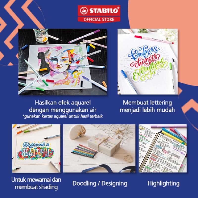 Jual STABILO Pen 68 Brush Untuk Lettering Journaling Spidol Warna Untuk ...