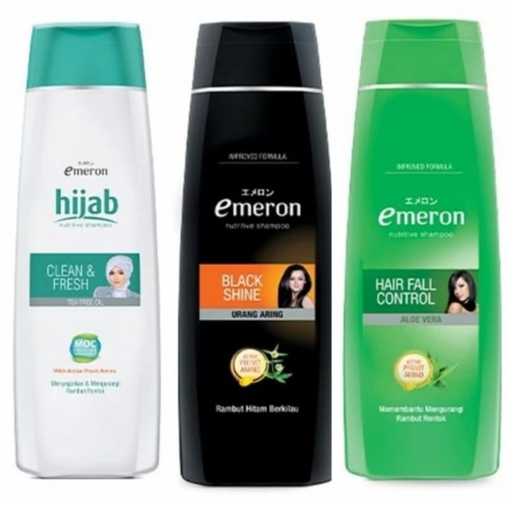 Jual shampoo emeron hijab clean&fresh black shine hair fallcontrol ...