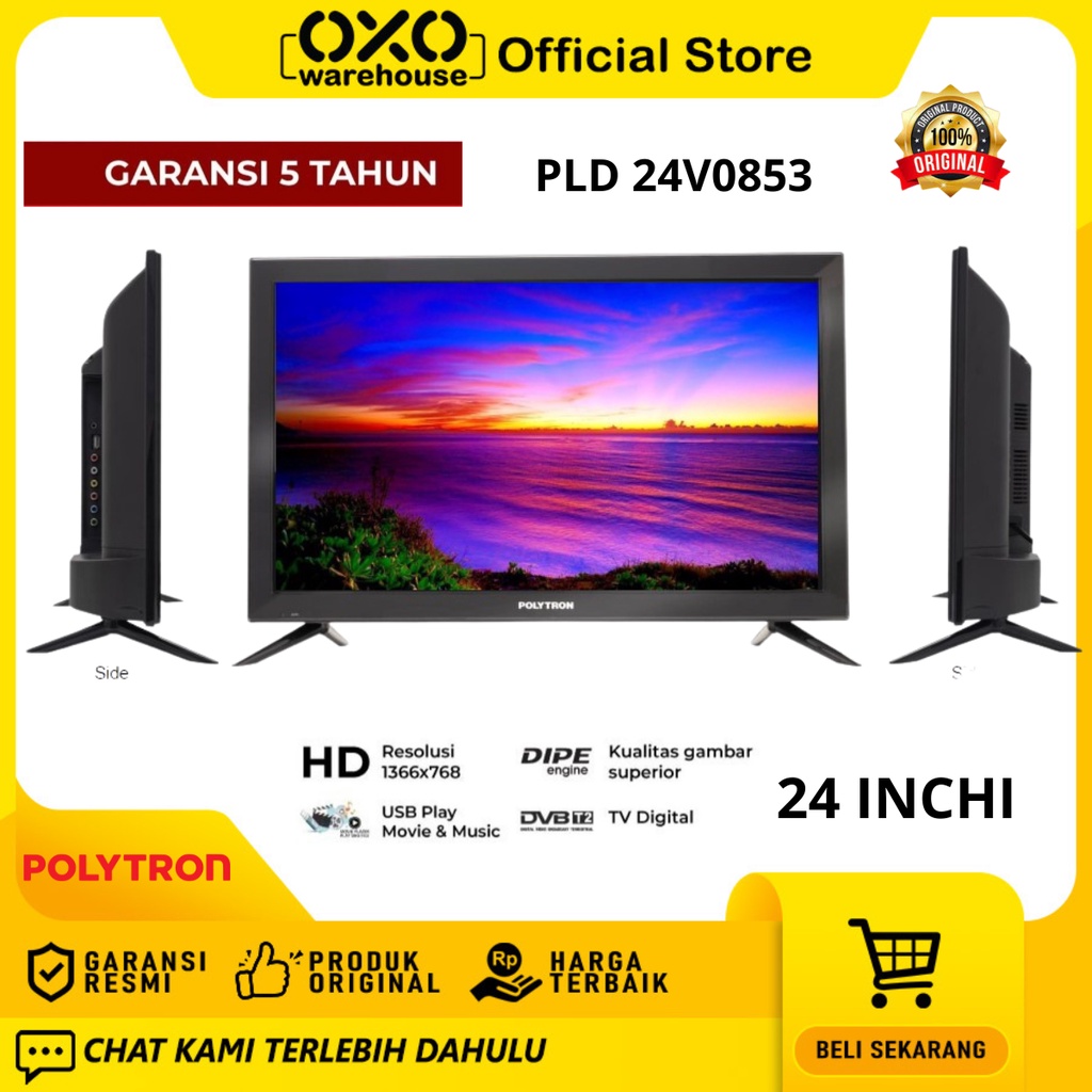 Jual POLYTRON Led TV 24V0853 24 Inch Digital Dvb T2 Usb Movie Low Watt Garansi Resmi | Shopee ...