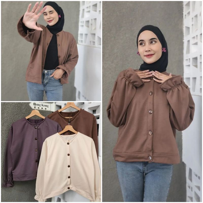 Jual curly jacket wanita/outer fleece full kancing batok/jacket bagus ...