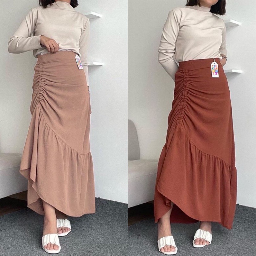 Jual Abigail Skirt - Rok Serut Casual Flowy - Rok Wanita Korean Look ...