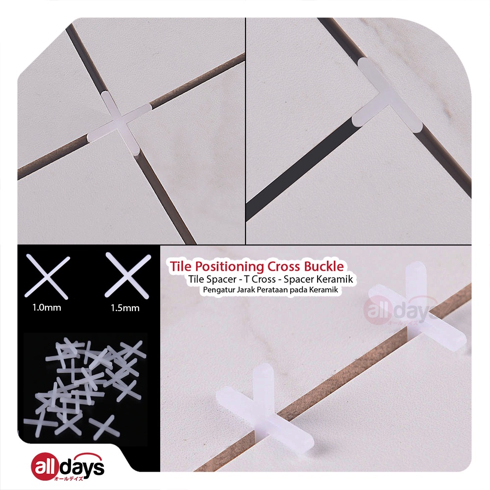 Jual Alldays Tile Leveling Clip Nat Spacer Cross Buckle / T-Cross ...