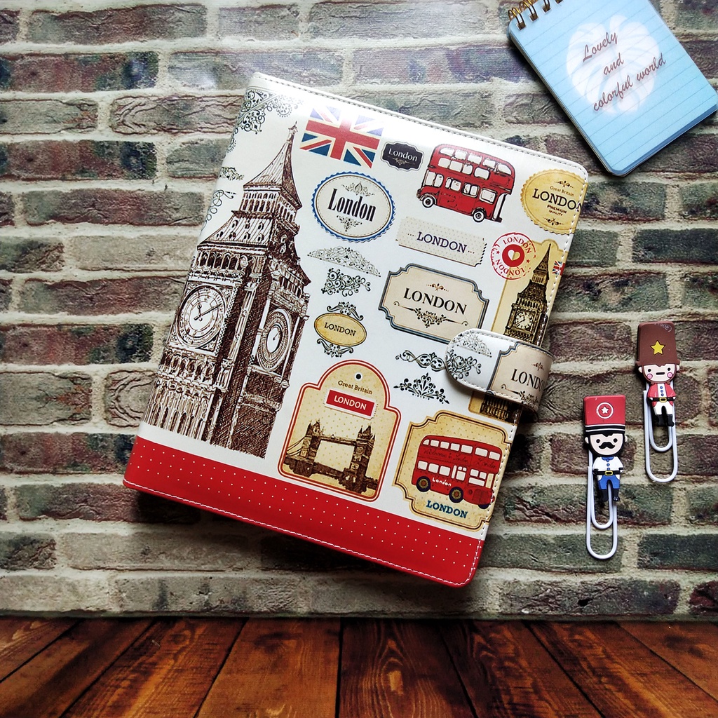 Jual Binder Motif London Ukuran A5 20ring Dan B5 26ring Bahan Kulit ...