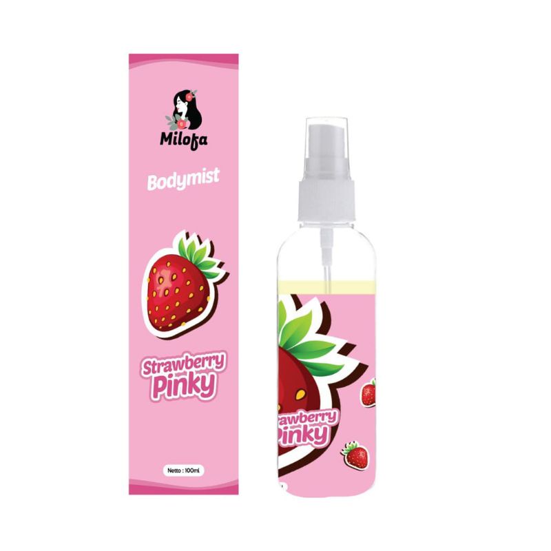 Jual BODYMIST PARFUME STRAWBERY PINKY MILOFA 100ML PARFUME WANGI ...